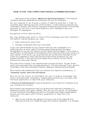 CBLM Basic Competency - TESDA CBLM - HOW TO USE THIS COMPETENCY-BASED ...