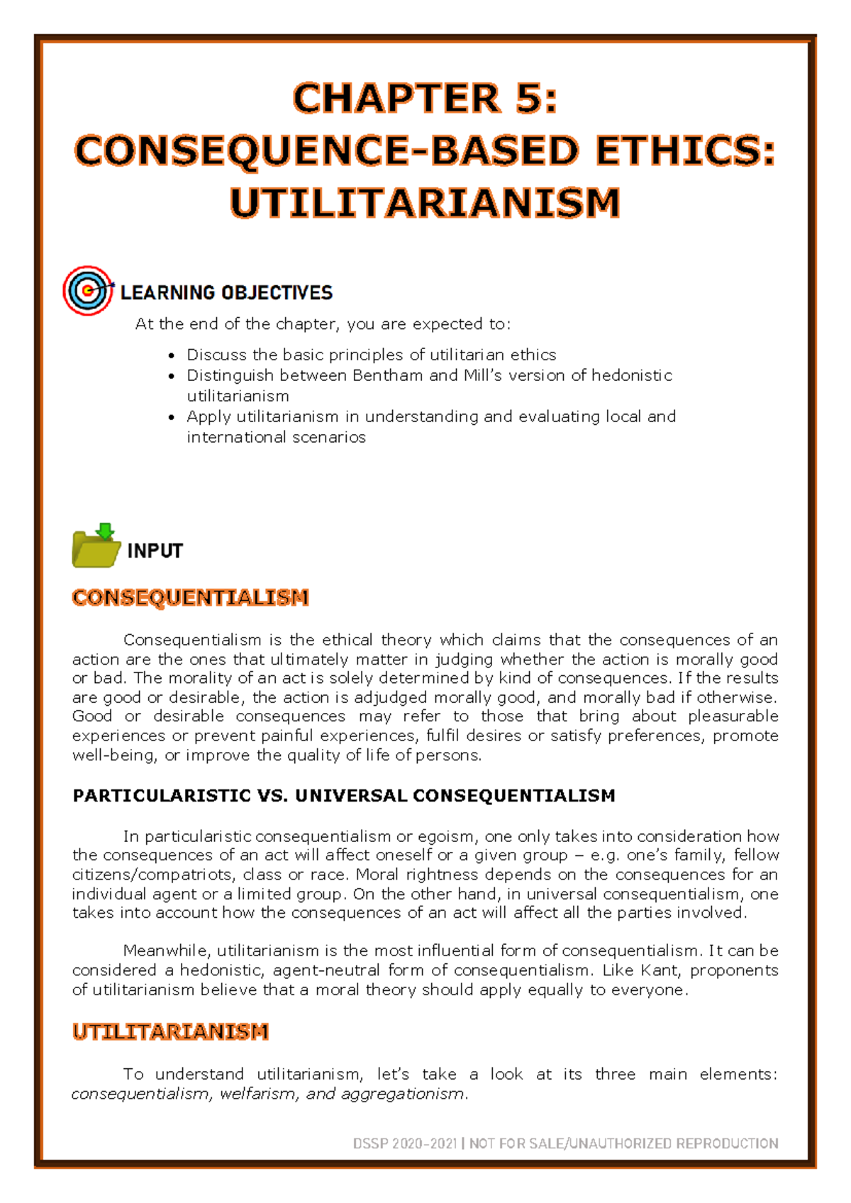 Chapter 5 Consequence- Based Ethics - Consequentialism is the ethical ...