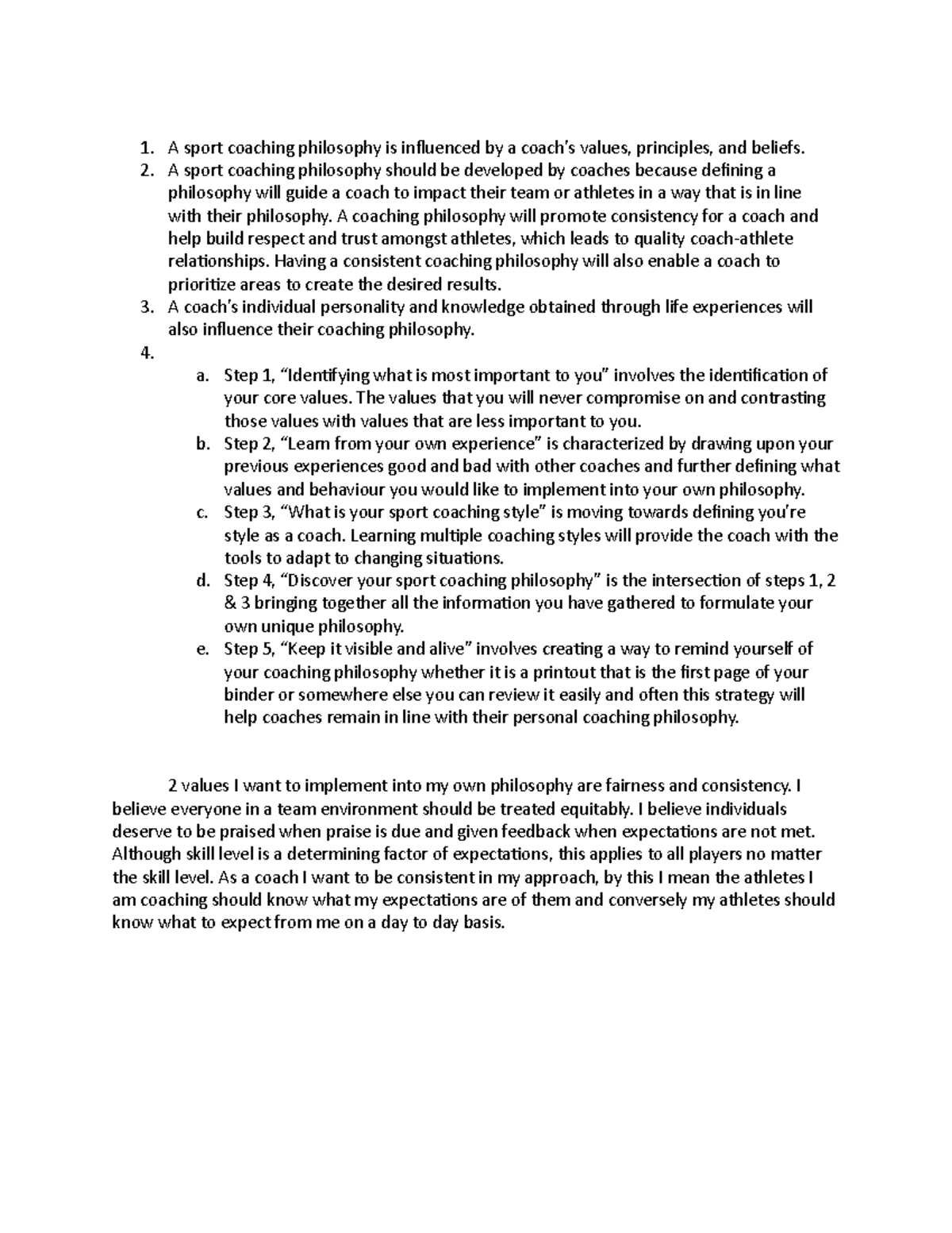 3. Developing your coaching philosophy - A sport coaching philosophy is ...