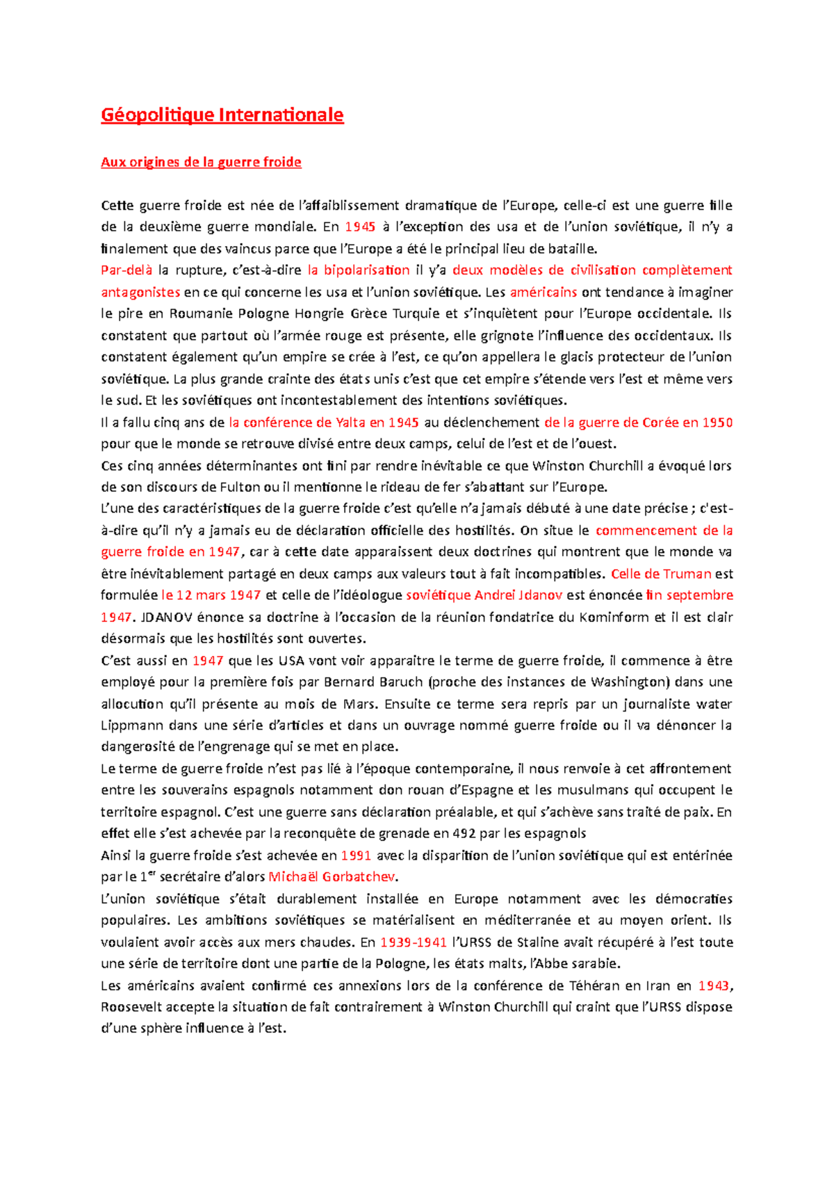 Géopolitique Internationale - Notes Pt. 2 - Géopolitique Internationale ...
