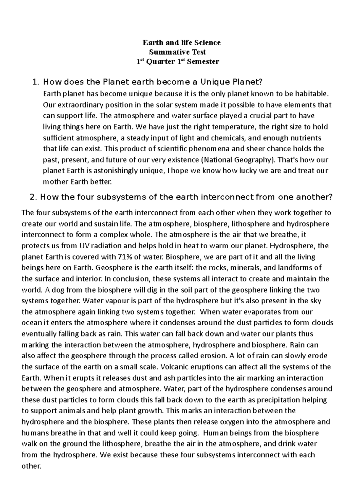 How does the Planet earth become a Unique Planet - Earth and life ...