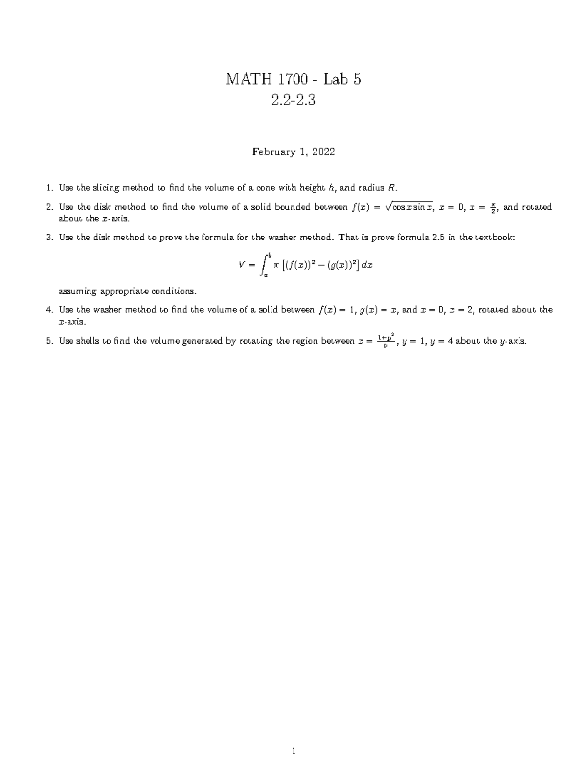 Lab5 questions - Tutorial 5 worksheet and answers - MATH 1700 - Lab 5 2 ...
