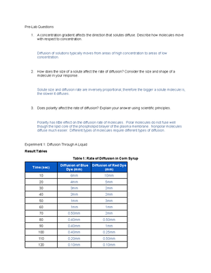 eScience Lab 10: Cells - Pre-Lab Questions 1. Identify three major ...