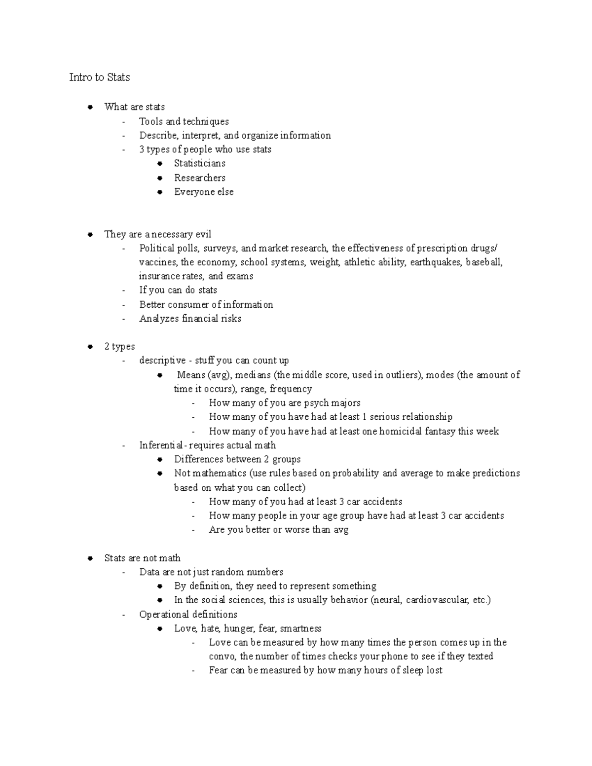 Psyc 243- 1 18 (Chapter 1) - Intro to Stats What are stats - Tools and ...