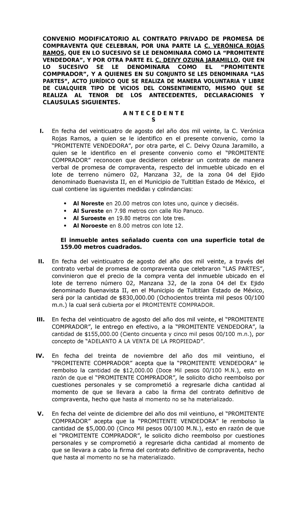 Convenio DE Cumplimiento DE Contrato - CONVENIO MODIFICATORIO AL ...