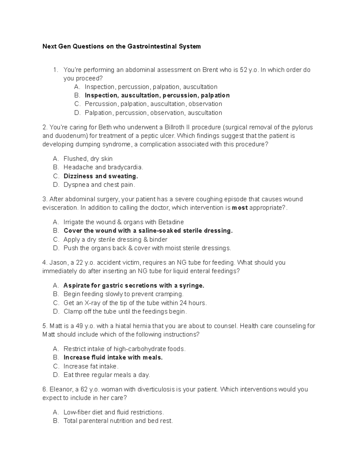 Next Gen Questions on the Gastrointestinal System - You’re performing ...
