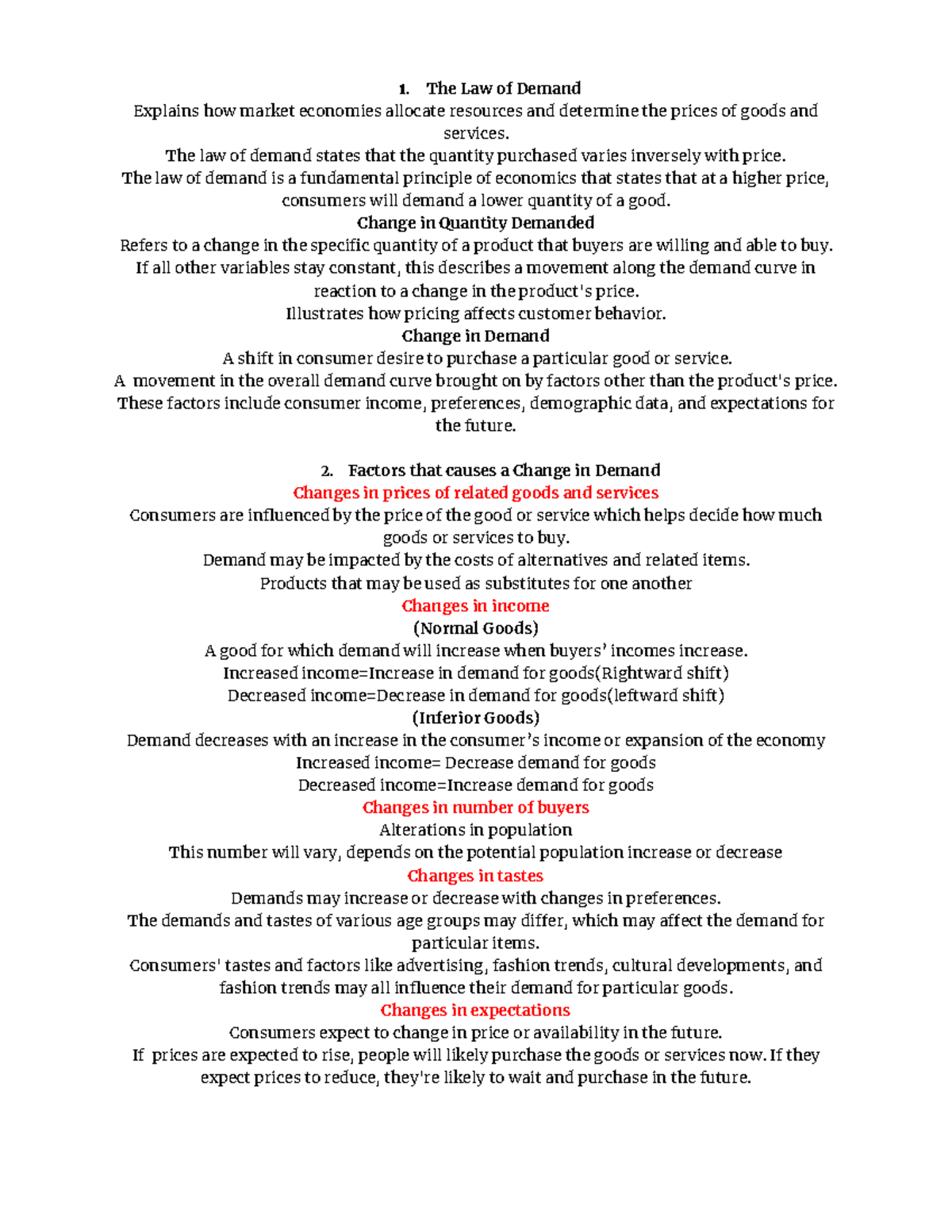 Eco Chpt 04 review - Discussion board assignments - The Law of Demand ...