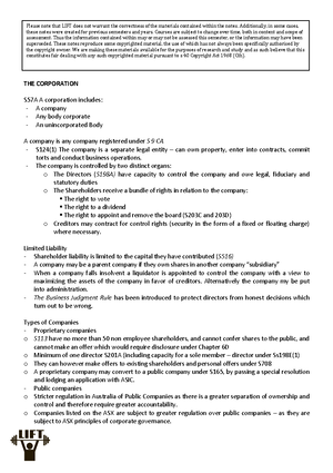 Corporate Complete Notes - Week One: Introduction, History and Typology ...