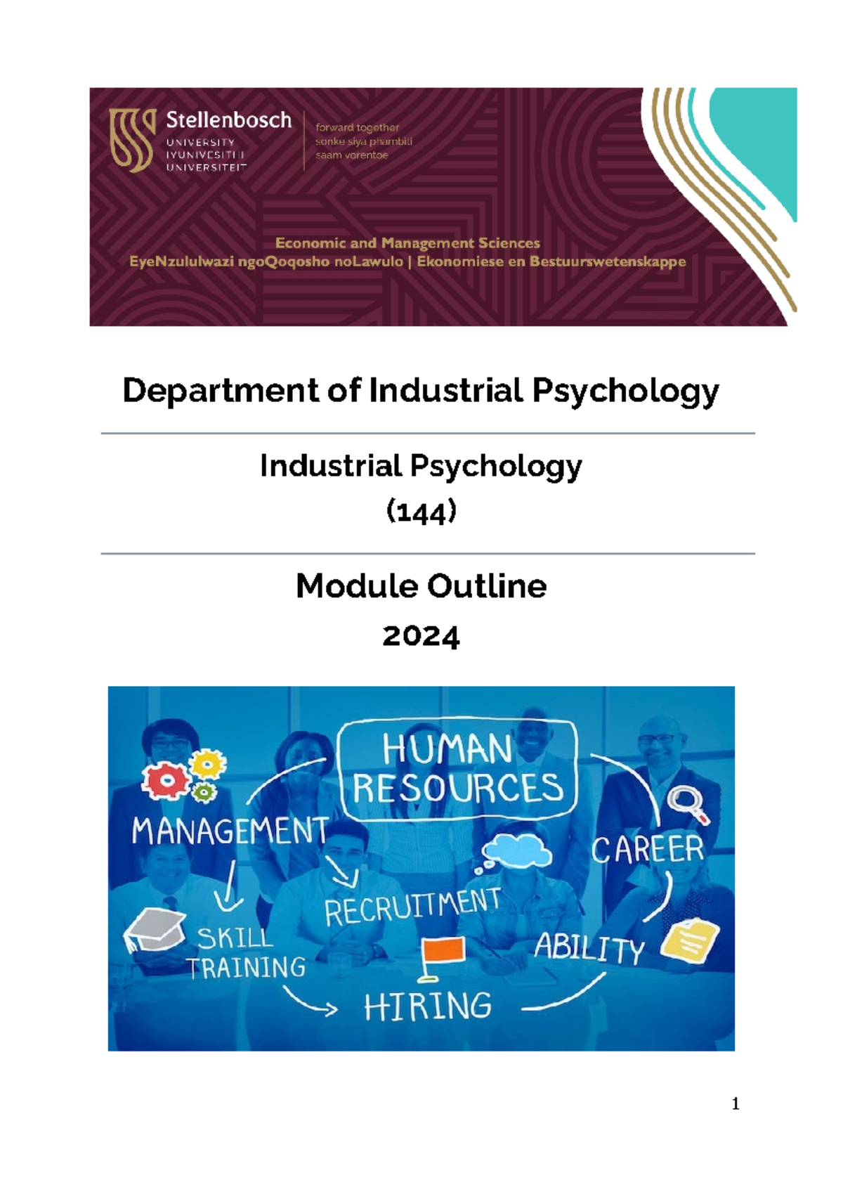 Module framework IP 144 2024 - Department of Industrial Psychology ...