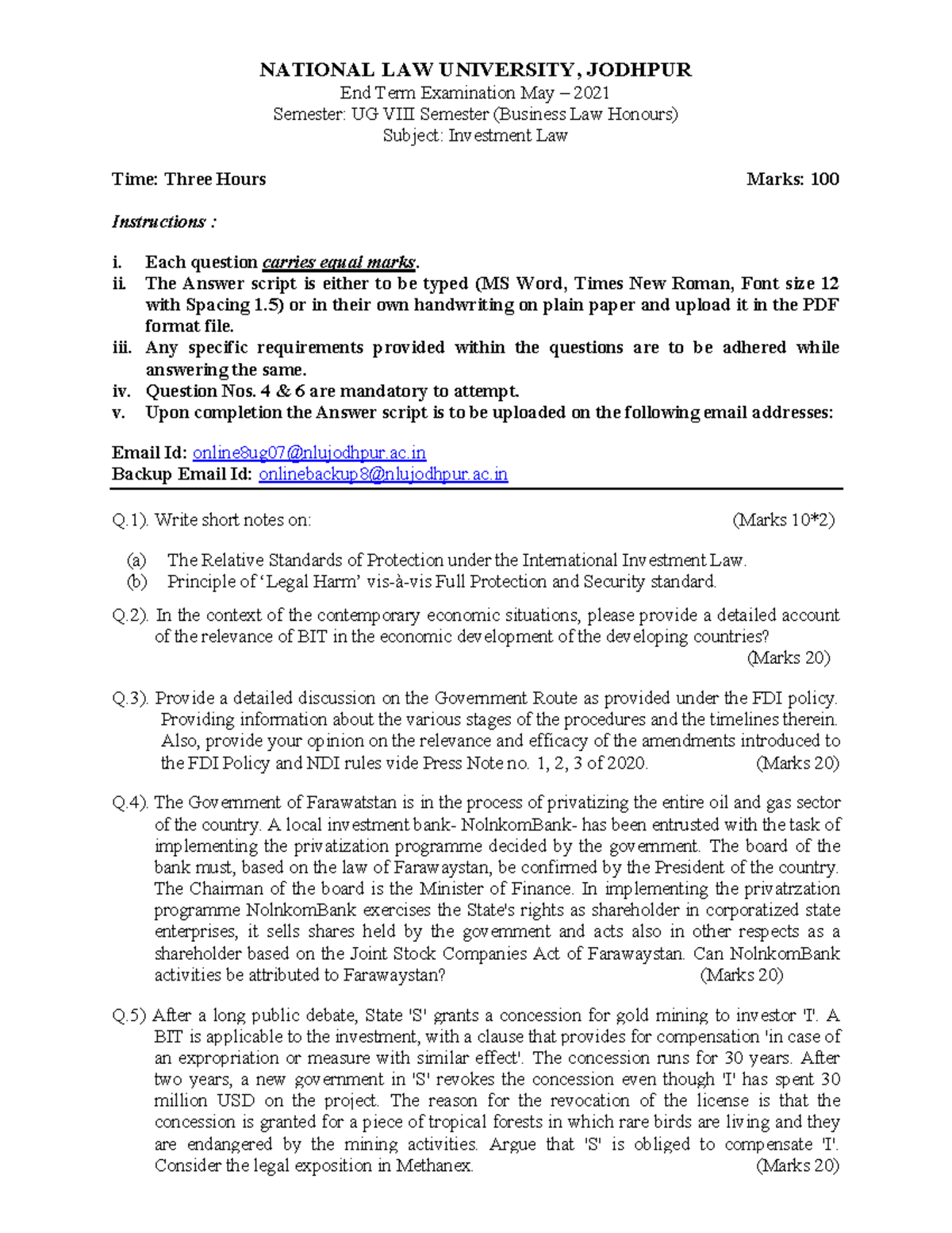 Investment Law - Arbitration basics - NATIONAL LAW UNIVERSITY, JODHPUR ...