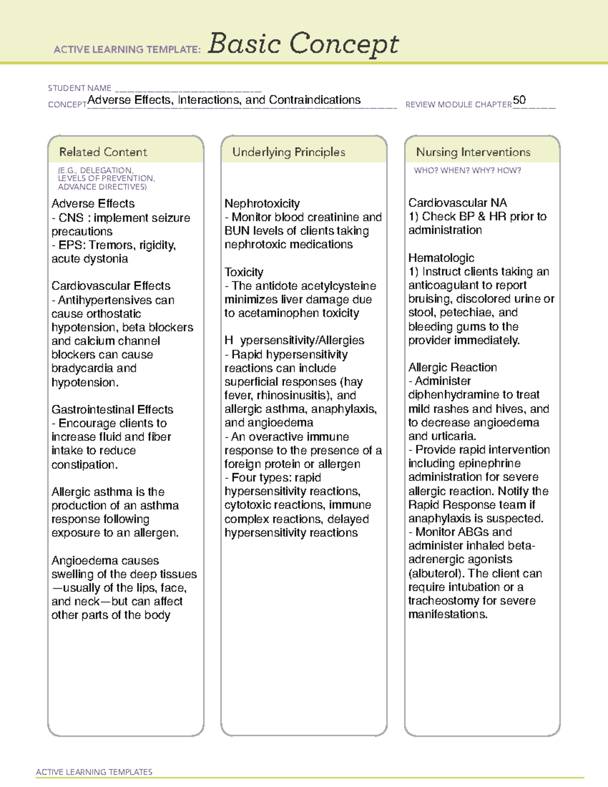 Adverse Effects, Interactions, & Contraindications - NUR155 - ACTIVE ...