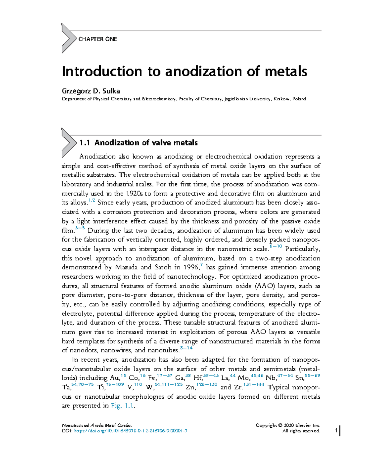 10 - asd - CHAPTER ONE Introduction to anodization of metals Grzegorz D ...