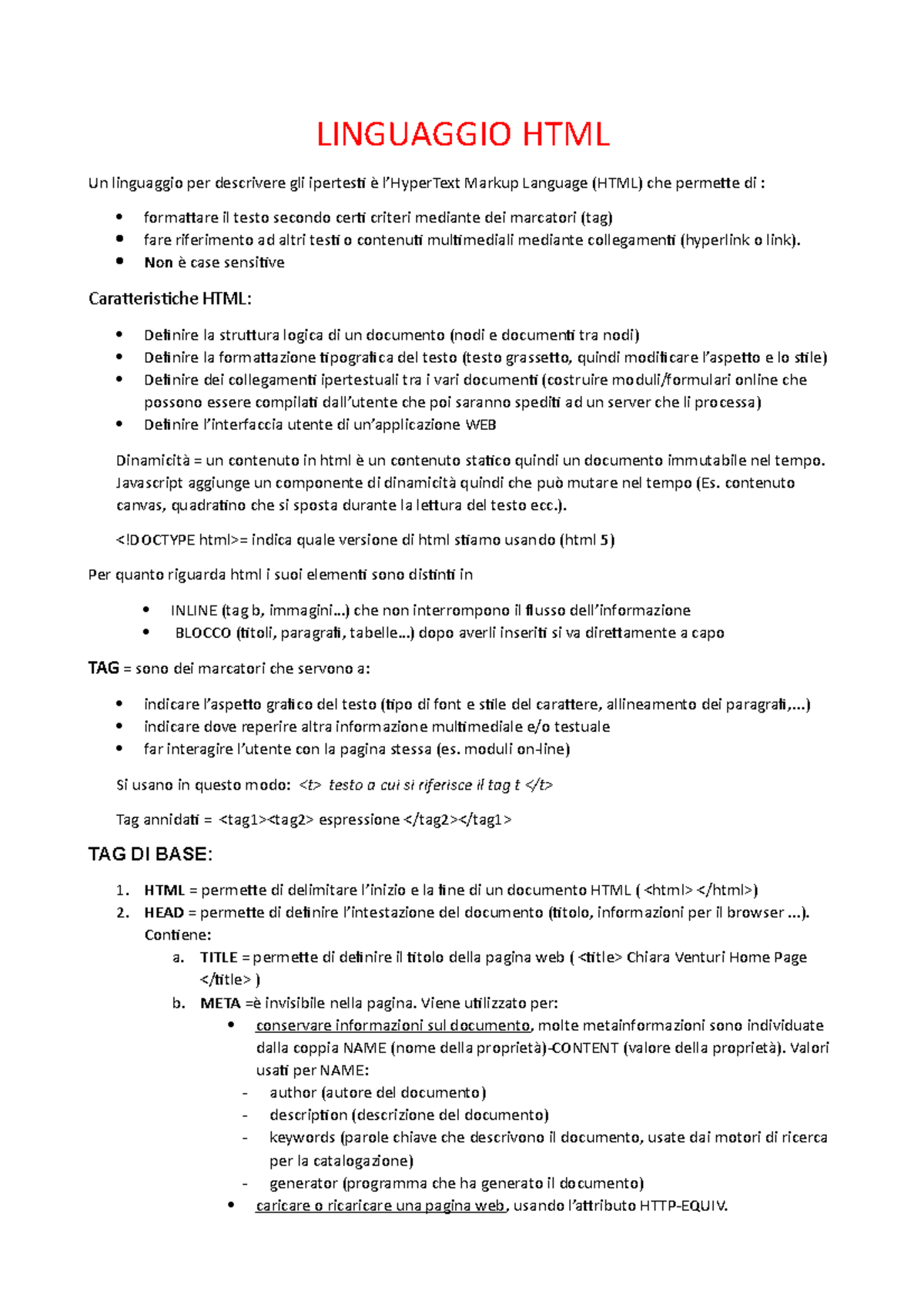 Linguaggio HTML - LINGUAGGIO HTML Un linguaggio per descrivere gli ...