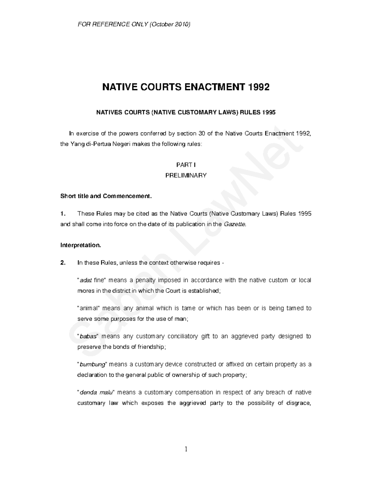 Native Courts 1992(Native Customary Laws 1995) - NATIVE COURTS ...