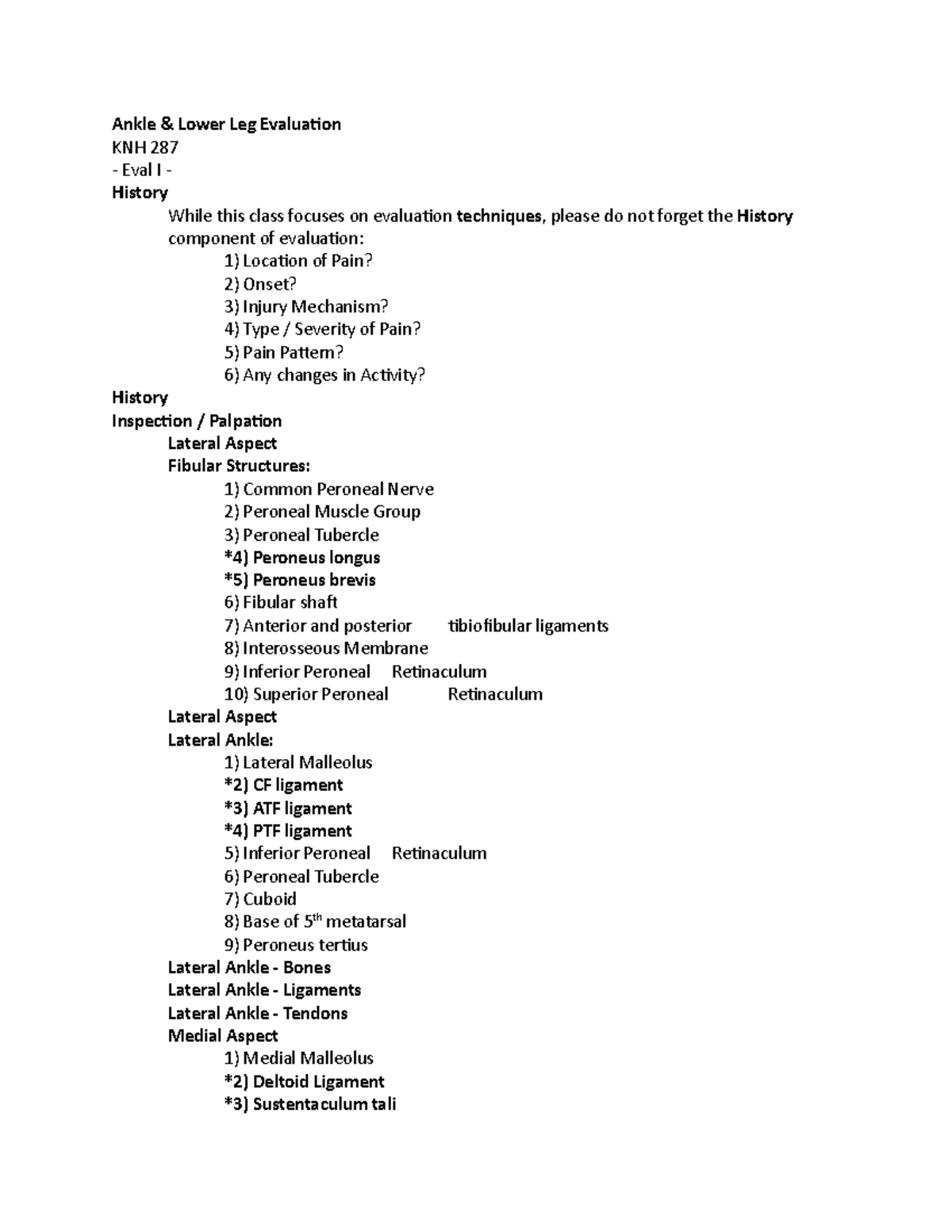 5 Ankle & Lower Leg Eval - Lecture notes 11-13 - Ankle & Lower Leg ...