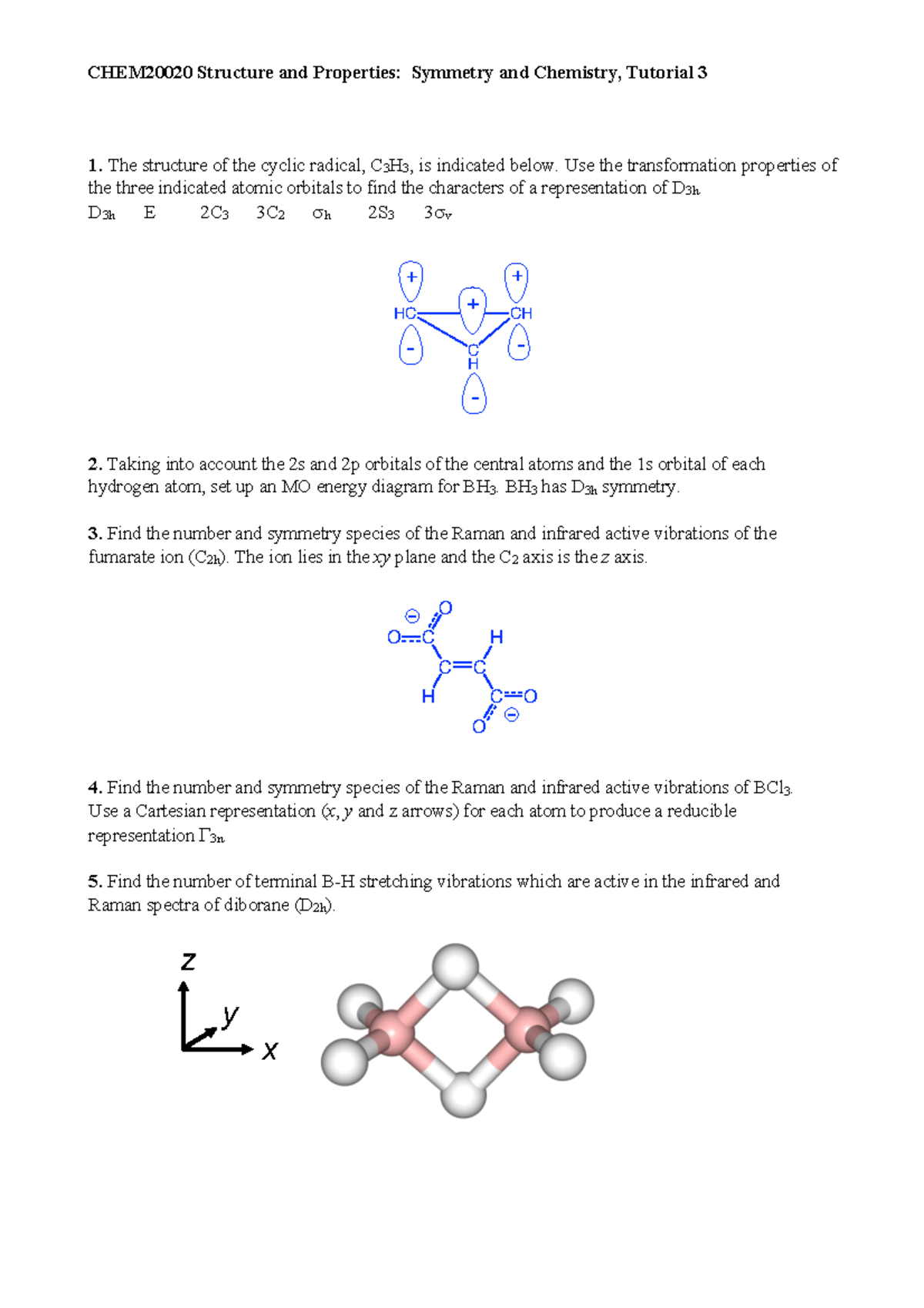 Symmetry tute3 bfa - CHEM20020 Structure and Properties: Symmetry and ...