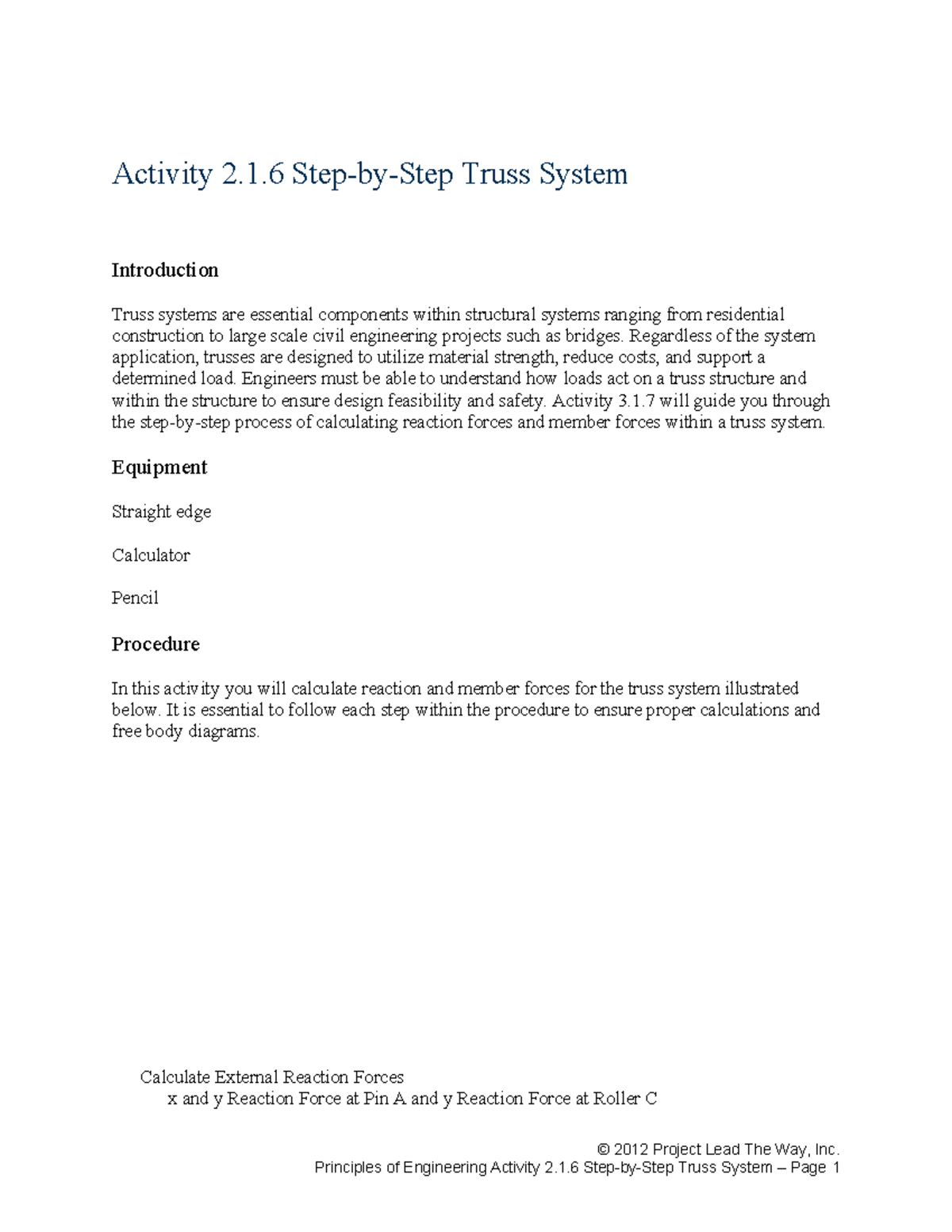 2.1.6.A Step By Step Truss System - Activity 2.1 Step-by-Step Truss ...