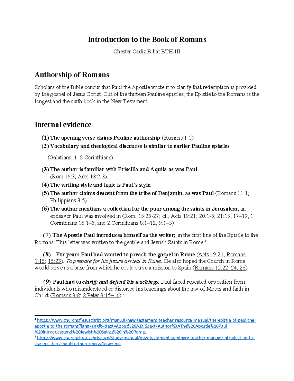 Introduction to the Book of Romans - Introduction to the Book of Romans ...