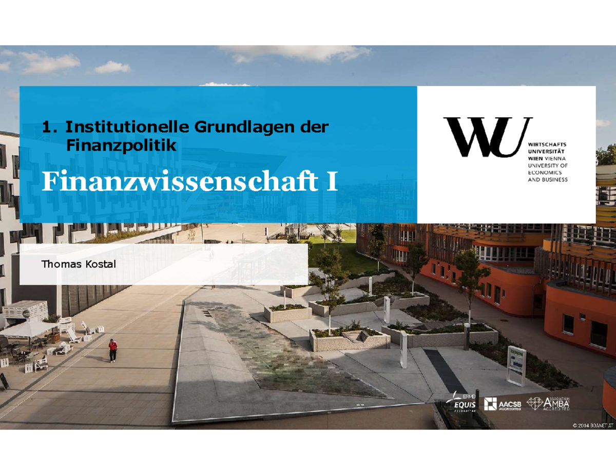 Fiwi 1 einheit 1 - Folien - Thomas Kostal Finanzwissenschaft I 1 ...