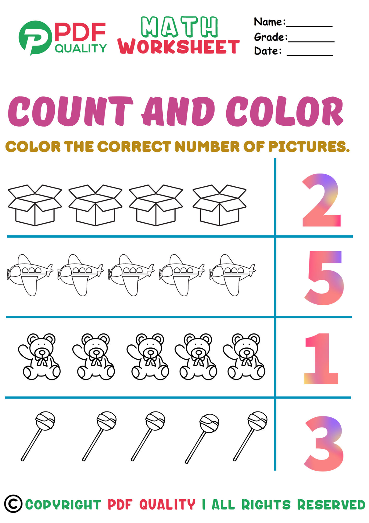 Count and color (a) - introductory to mathematics - MATH Name: P PDF ...