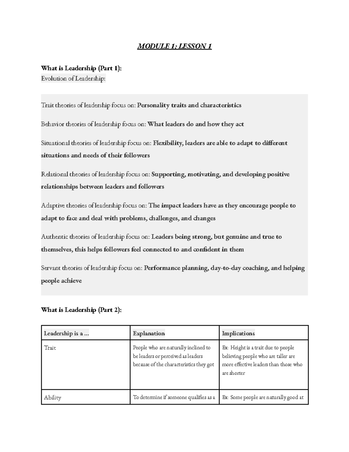 OL140 Module 1 Lesson 1 - yes - MODULE 1: LESSON 1 What is Leadership ...