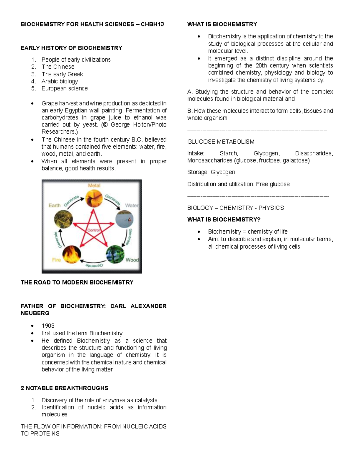 Biochem - Reviewer - BIOCHEMISTRY FOR HEALTH SCIENCES – CHBH EARLY ...