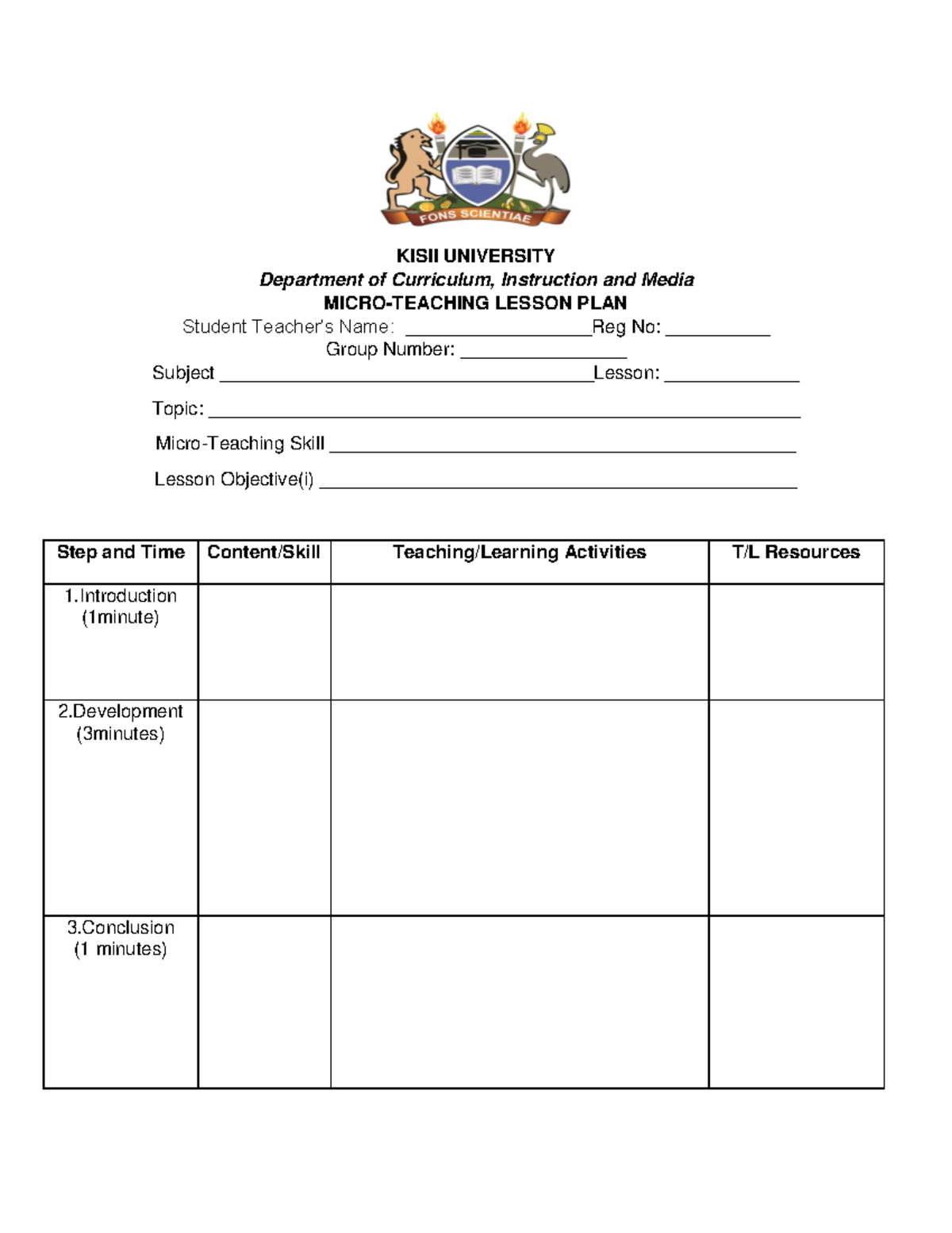 Micro Teaching Lesson Plan - Copy - KISII UNIVERSITY Department of ...