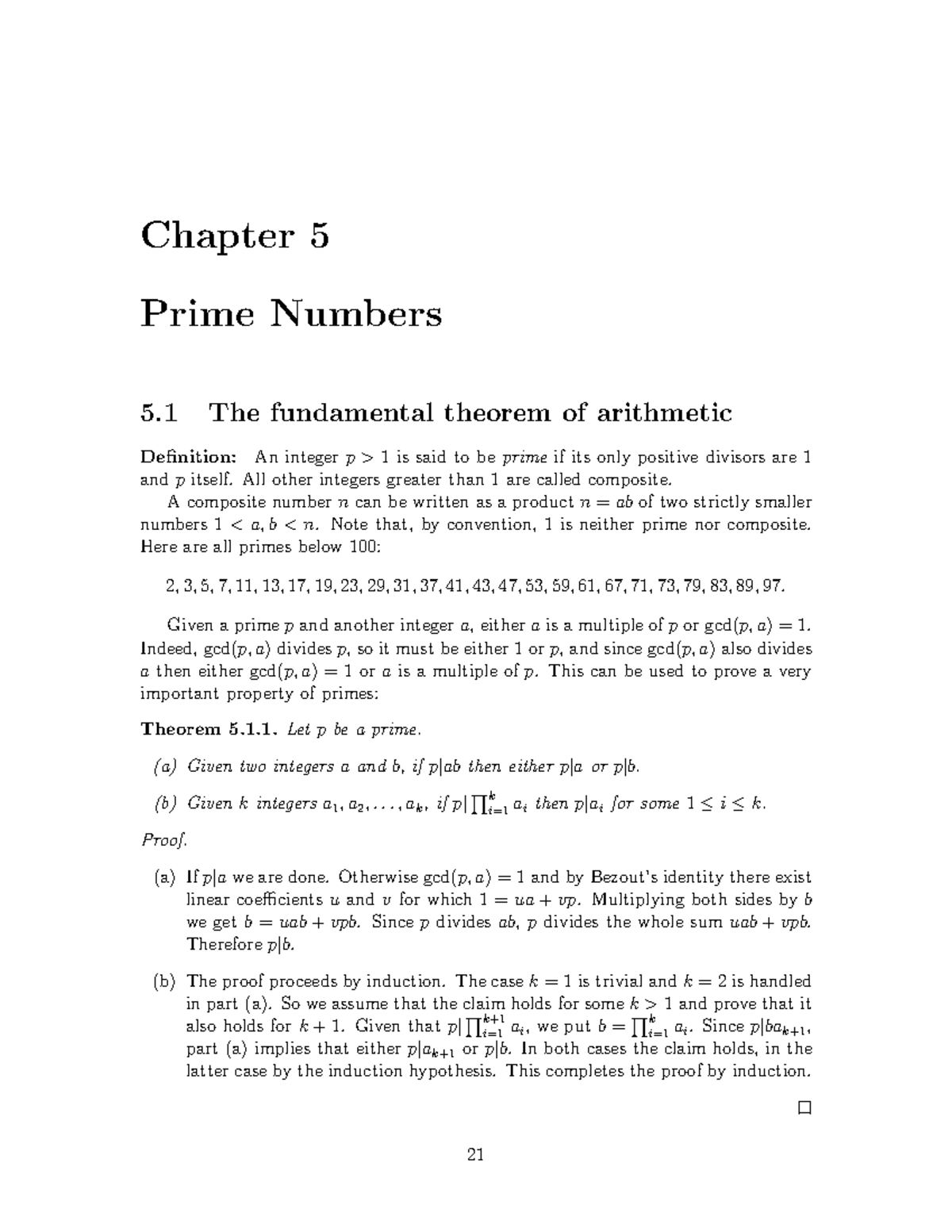 Fundamental theorem of arithmetic - Chapter 5 Prime Numbers 5 The ...