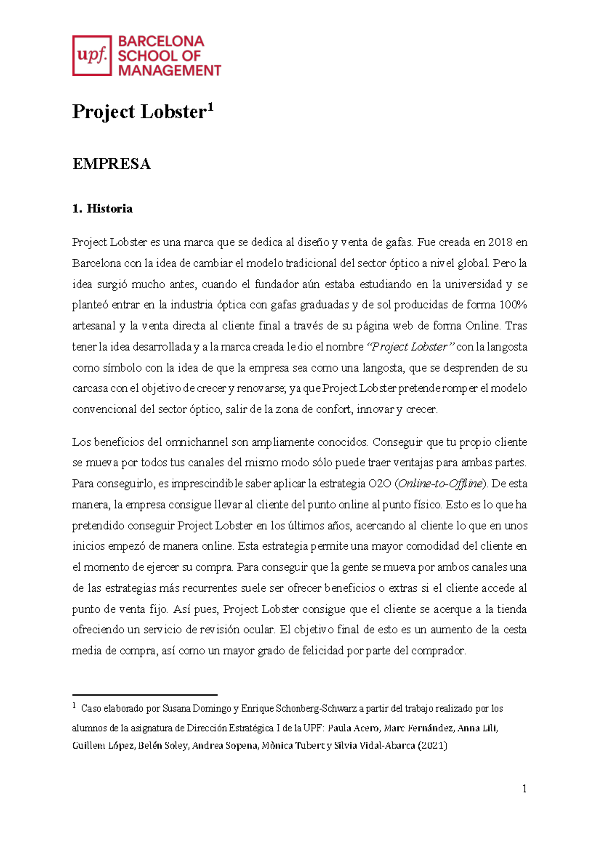 Project Lobster sp - Pràctica - Project Lobster 1 EMPRESA 1. Historia ...