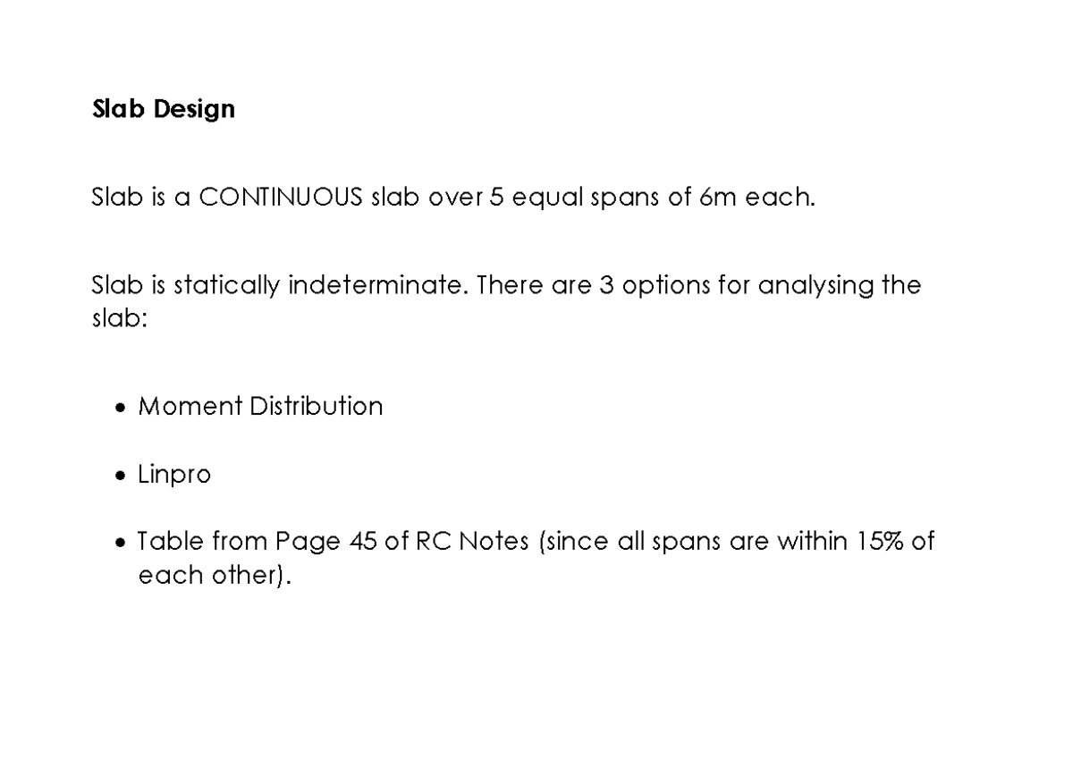 Example SLAB for calculations - Slab Design Slab is a CONTINUOUS slab ...