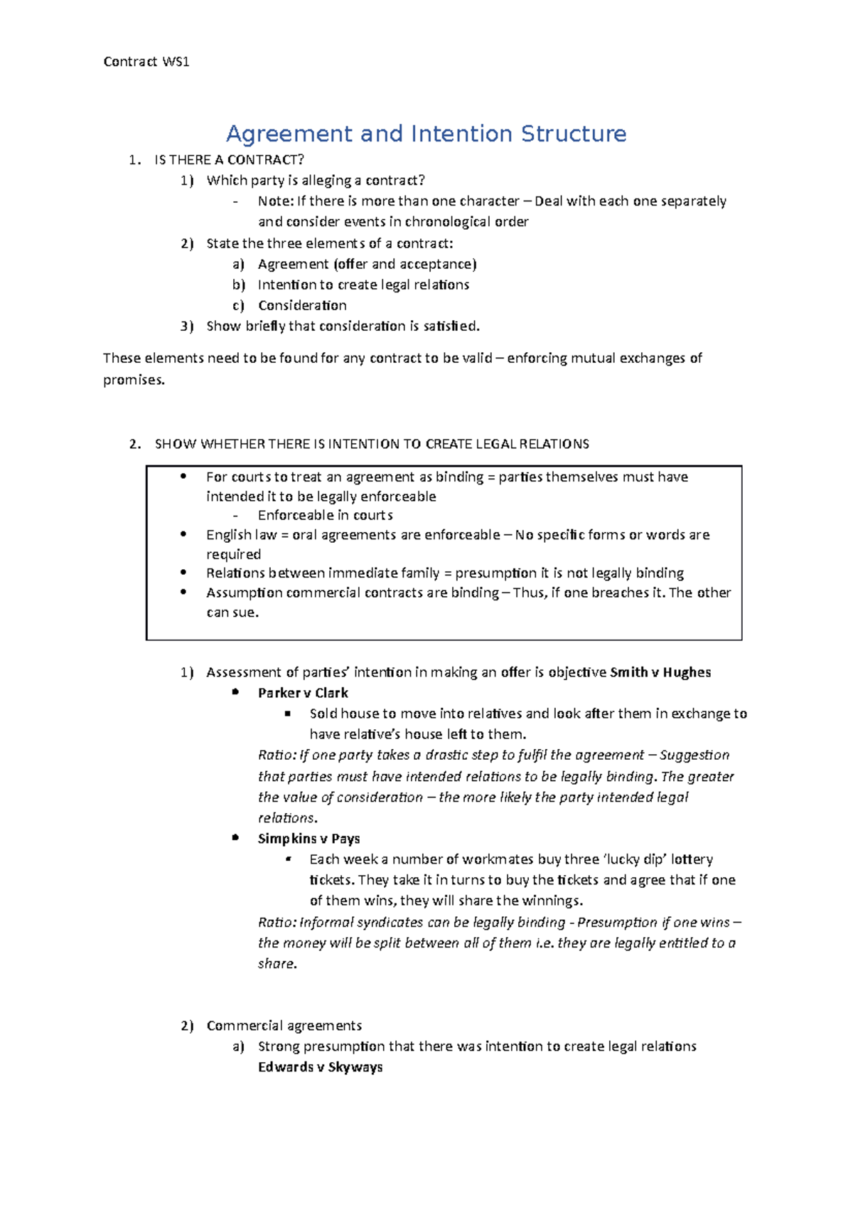 Contract WS1 Agreement & Intention Structure - Agreement and Intention ...