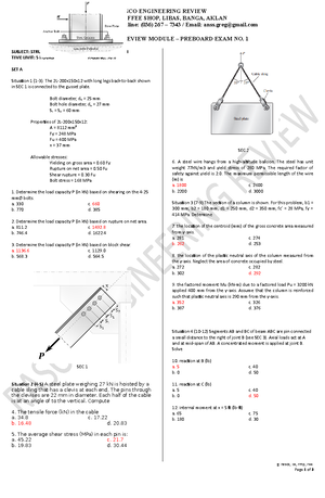 Preboard hge answer - RASCO CIVIL ENGINEERING REVIEW ALOJA COFFEE SHOP ...