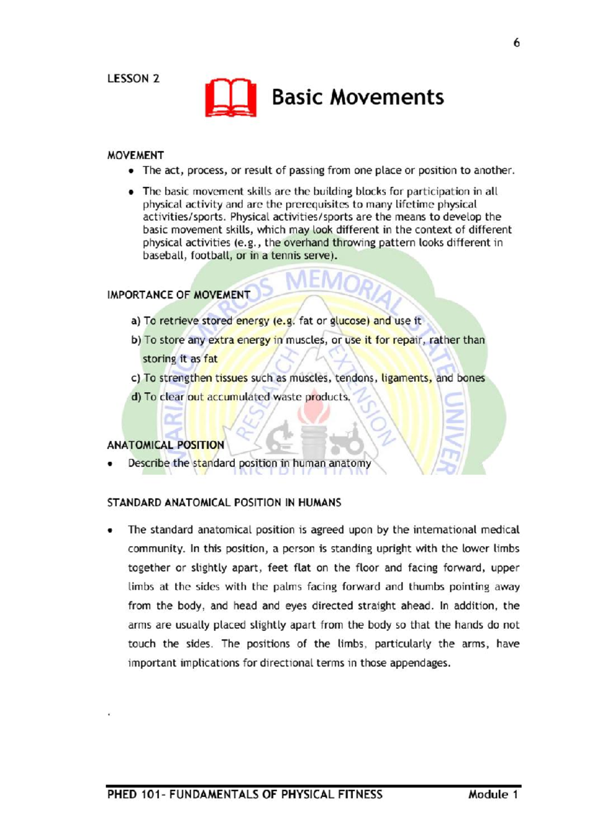 PHED M1L2 - Physical Education 103 - Fundamentals of Physical Education ...