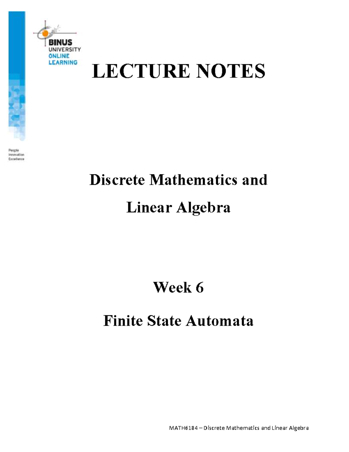 LN06 - Finite State Automata - LECTURE NOTES Discrete Mathematics and ...