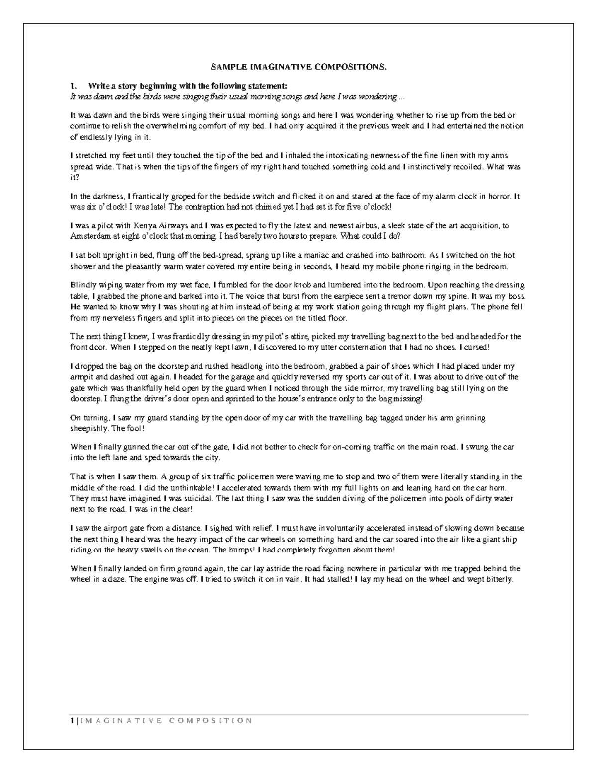 Sample Imaginative Compositions Complete - 1 | I M A G I N A T I V E C ...