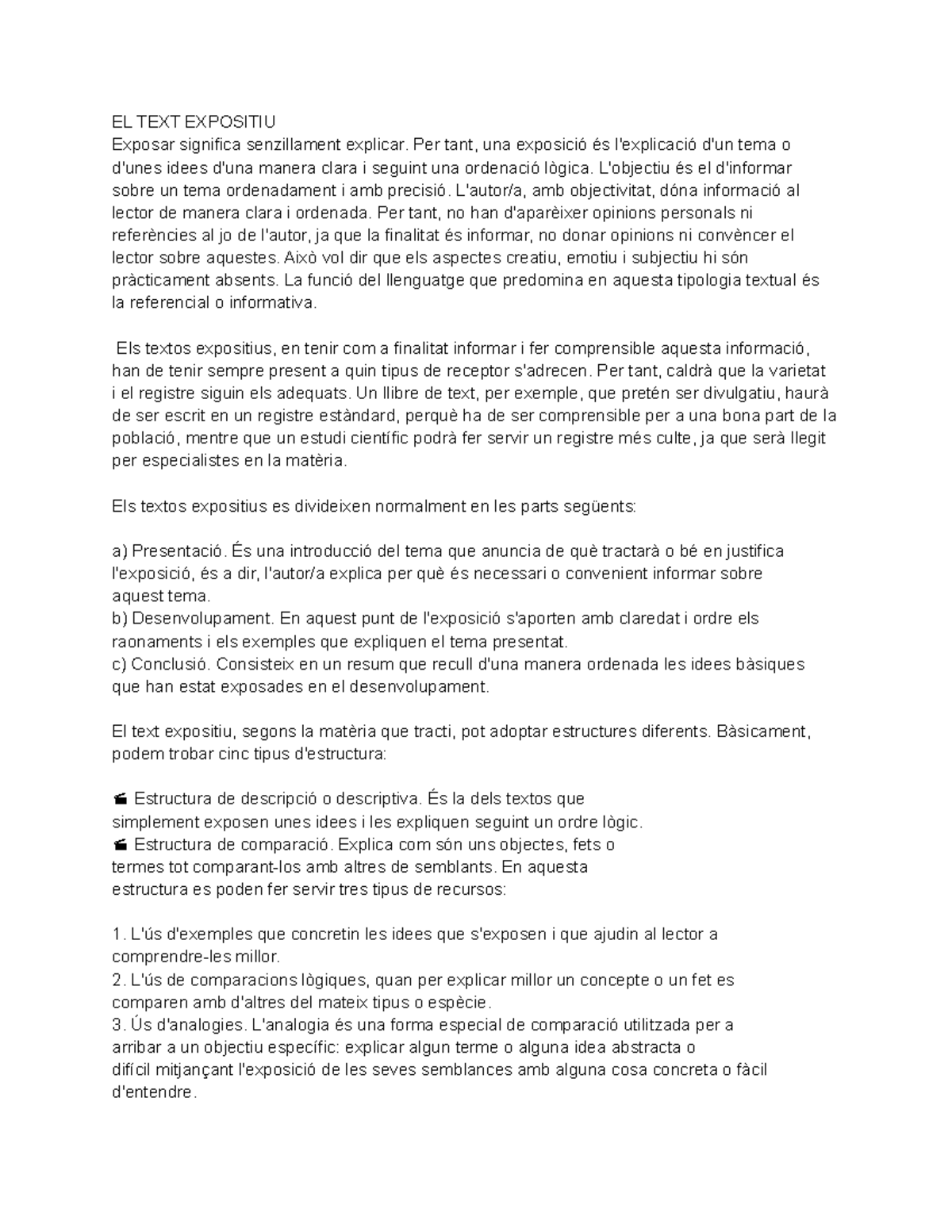 EL TEXT Expositiu.txt - apuntes valenciano - EL TEXT EXPOSITIU Exposar ...