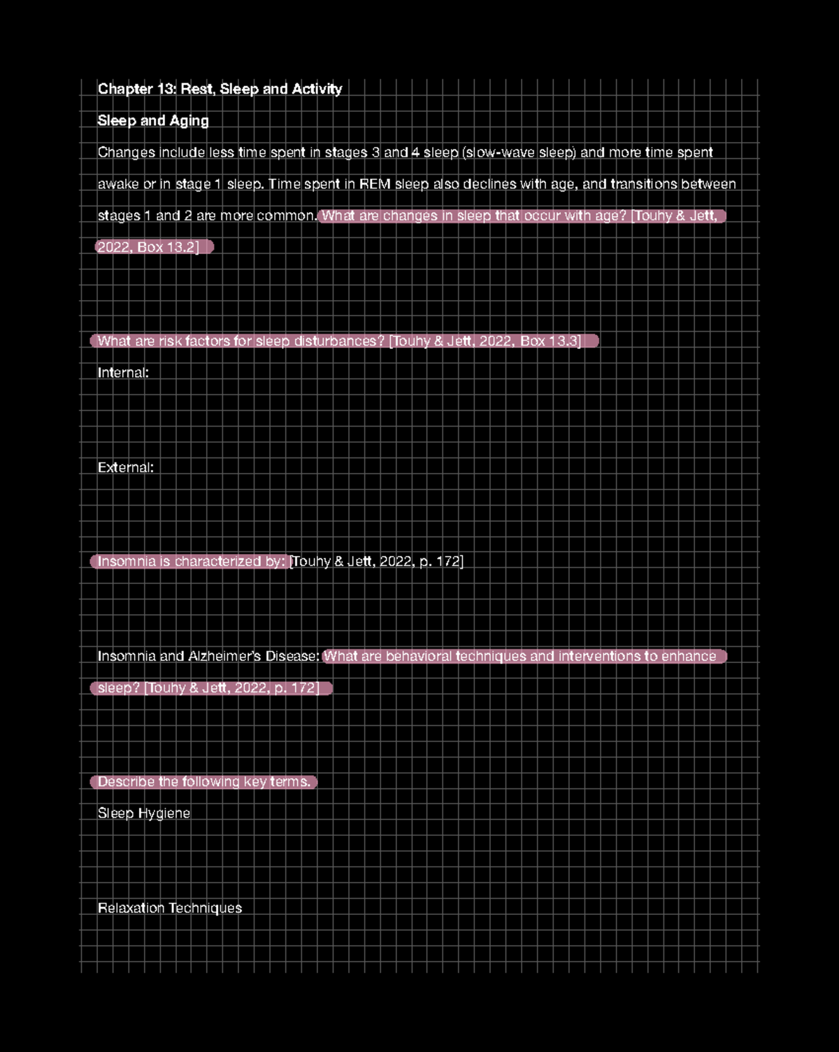 Unit 9 Key Concepts - Help - Chapter 13: Rest, Sleep and Activity Sleep and Aging Changes ...