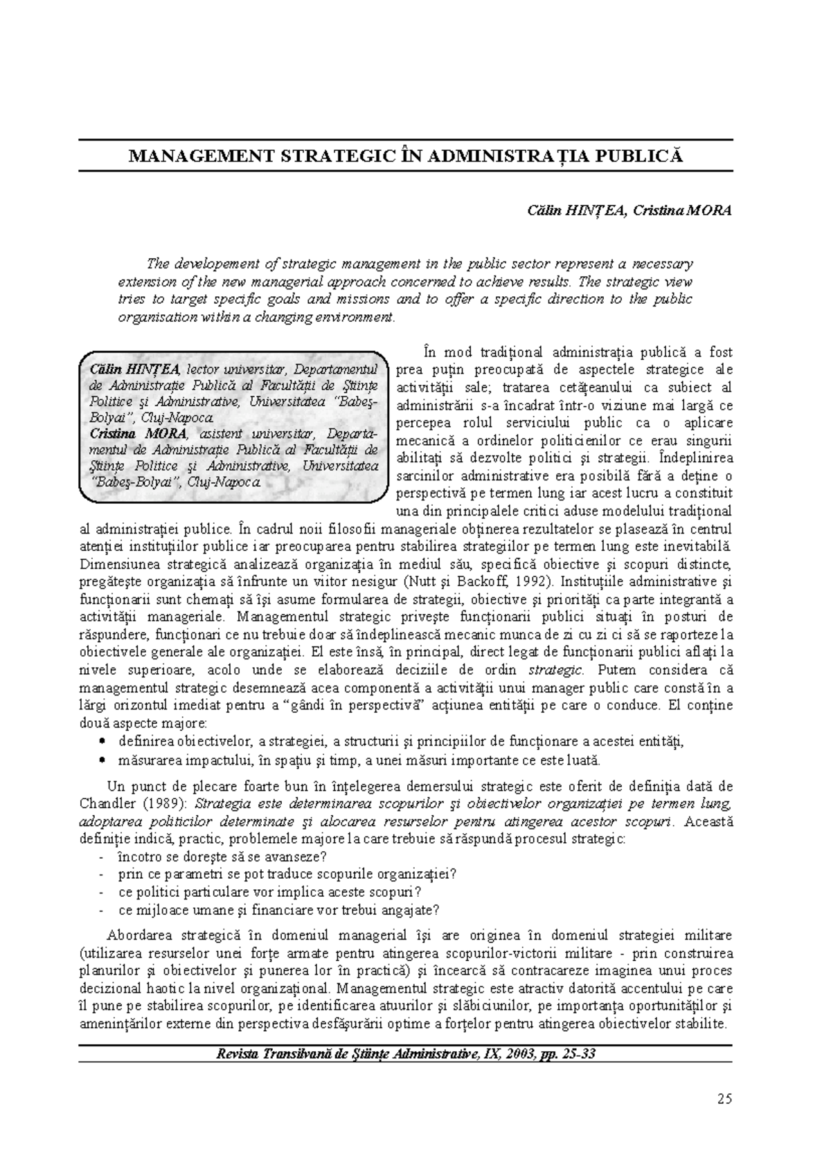 Management strategic in administratia publica - MANAGEMENT STRATEGIC ŒN ...