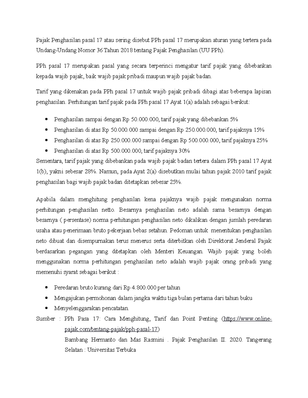 Diskusi 2 - soal uraian - Pajak Penghasilan pasal 17 atau sering ...