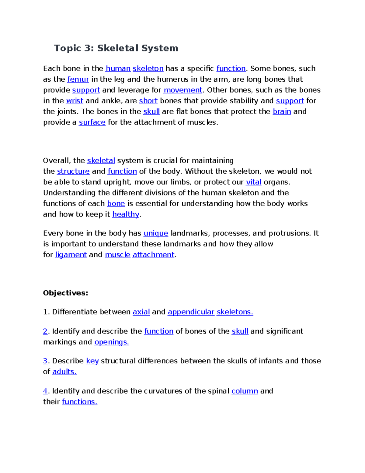 Topic 3 AP lab Cerego - Topic 3: Skeletal System Each bone in the human ...