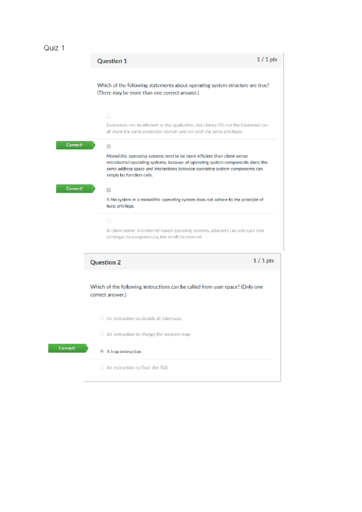OS quiz - Operating Systems - Quiz Quiz Quiz Quiz - Studeersnel