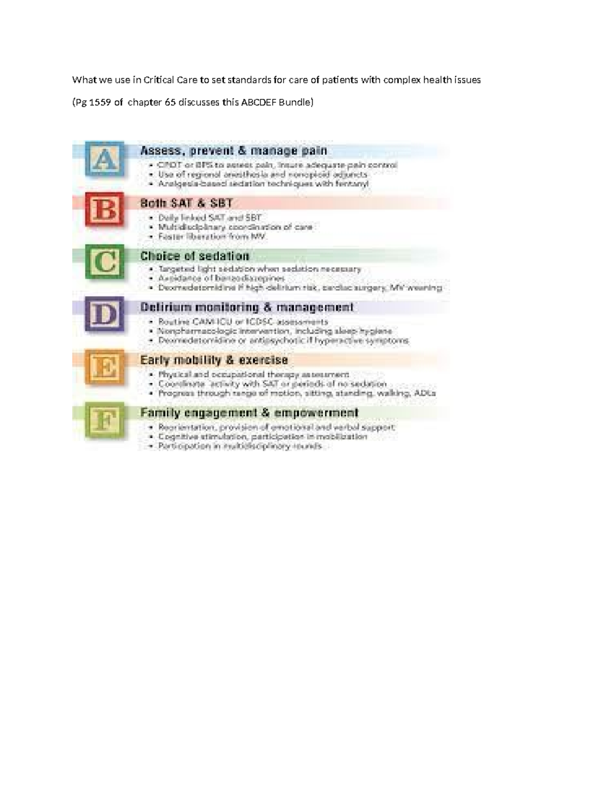 Abcdef Bundle - NR341 - What we use in Critical Care to set standards ...