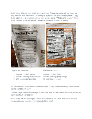 Nutrition Lab - Analysis of Food Label - Analysis of a Food Label 1 ...