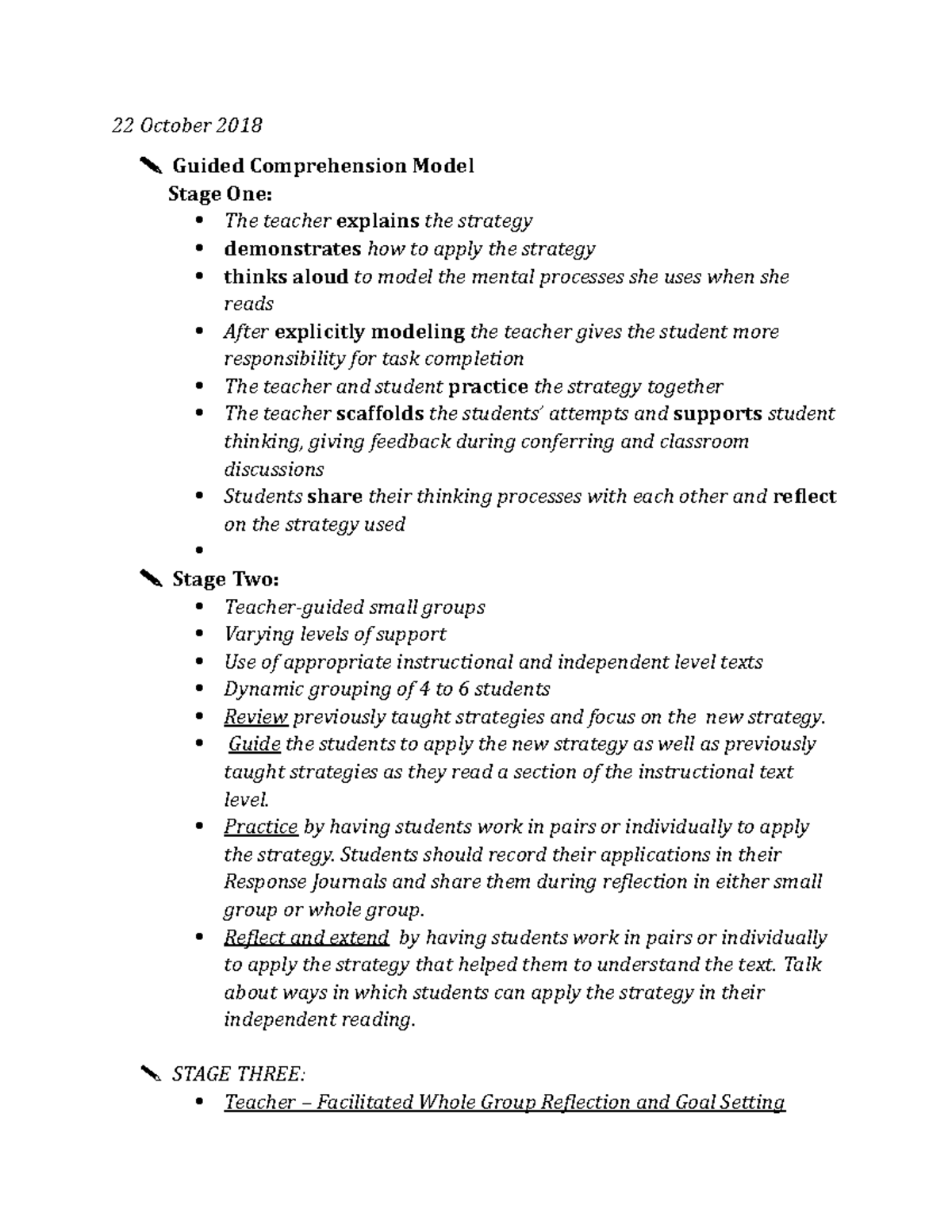 Guided Comp. Model - 22 October 2018 Guided Comprehension Model Stage ...