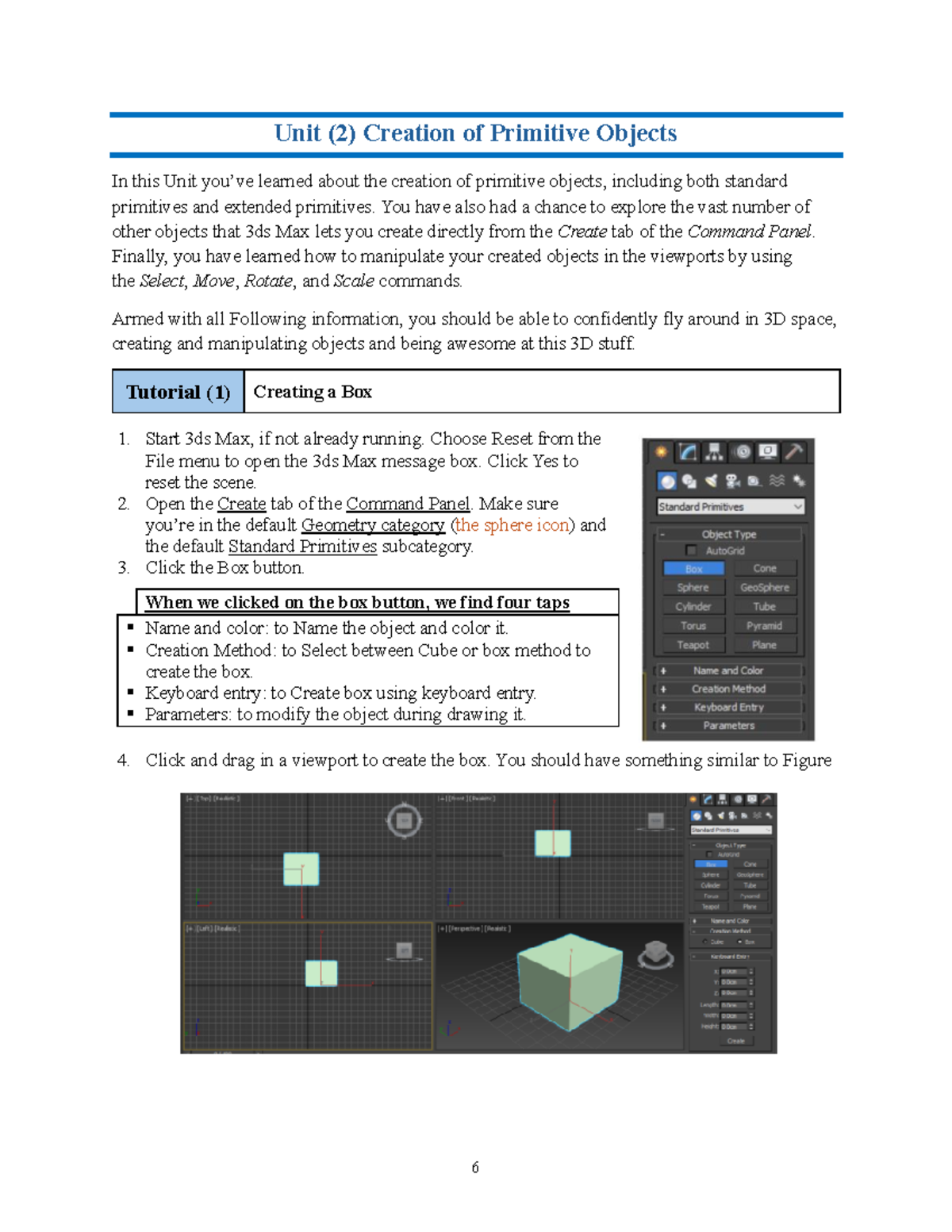 Tutorial 2 - lecture - Unit ( 2 ) Creation of Primitive Objects In this ...