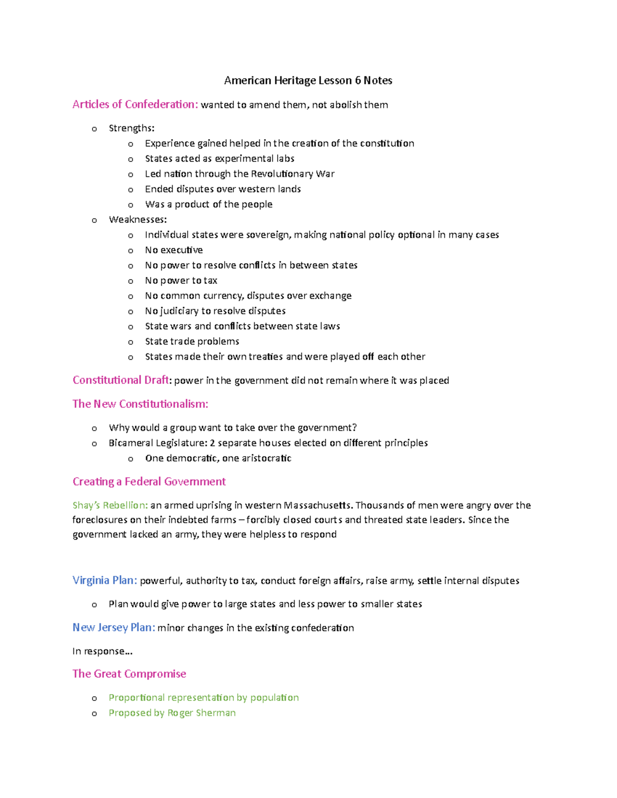American Heritage Lesson 6 Notes - American Heritage Lesson 6 Notes ...