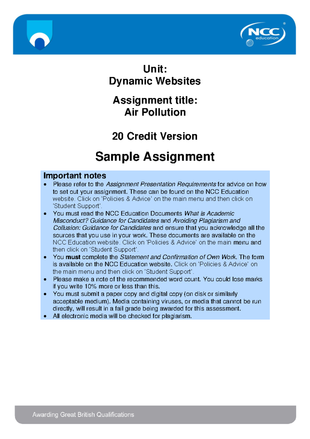 03 L5DC Dynamic Websites DWEB Sample Assignment QP - Unit: Dynamic ...
