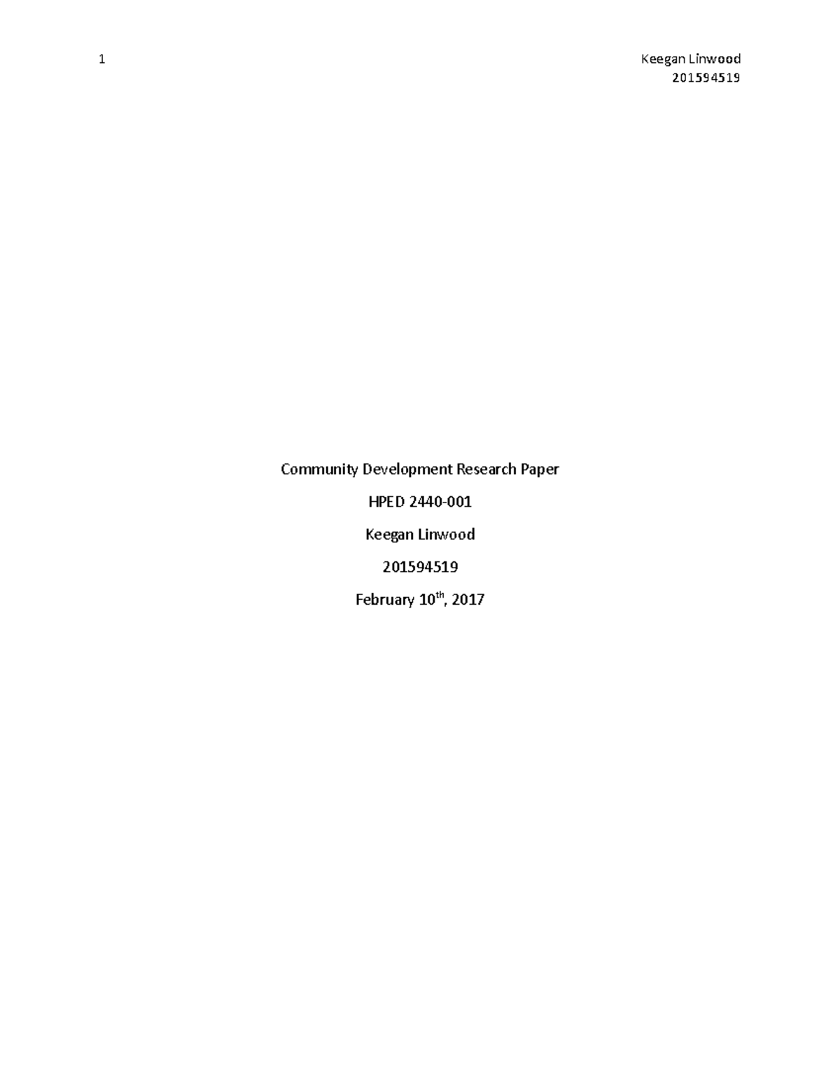 Research Paper - Grade: A - Community Development Research Paper HPED ...