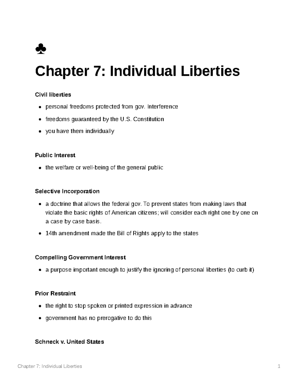 Individual Liberties - Interference freedoms guaranteed by the U ...