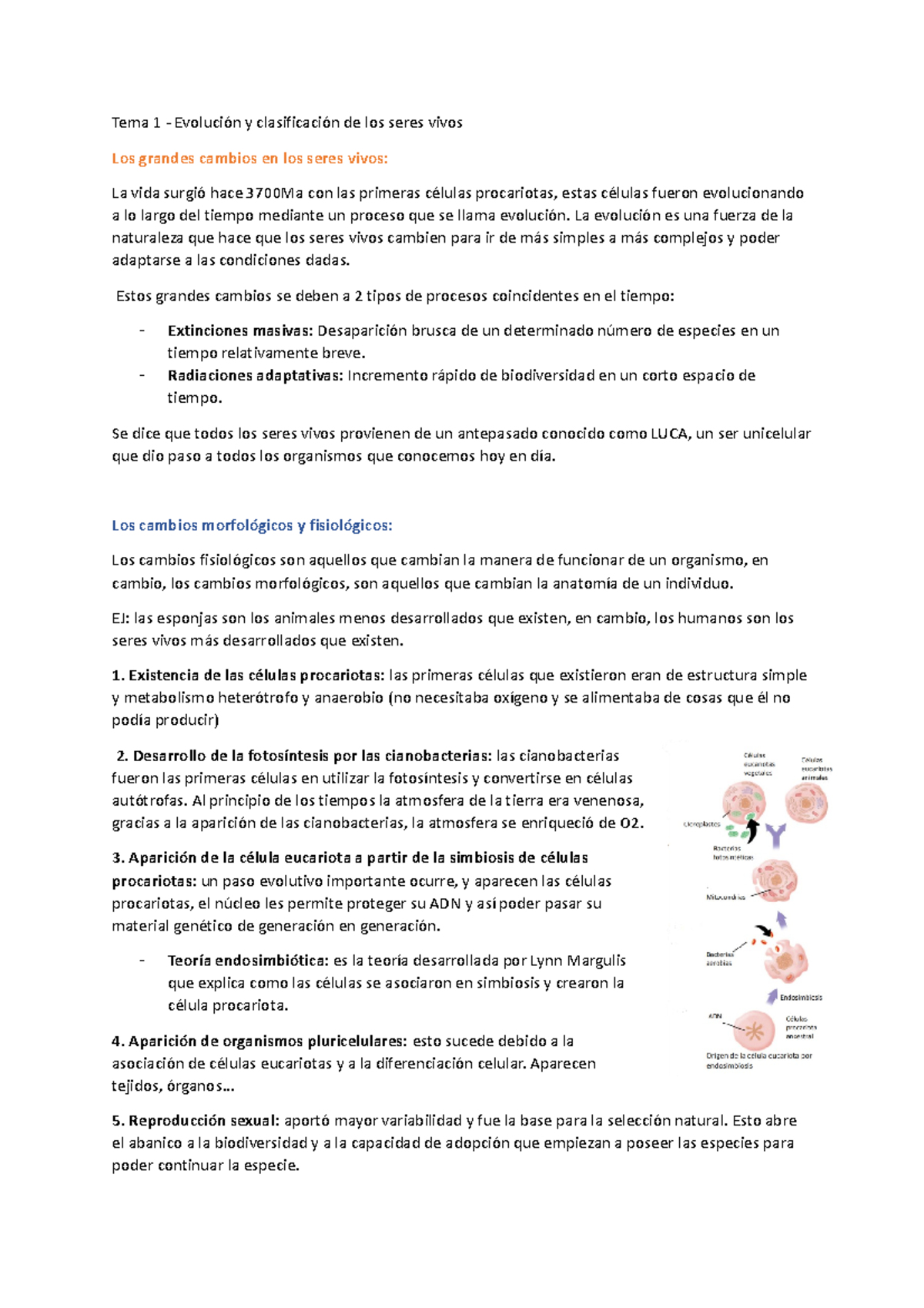 Biologia Tema 1 - 1º BACH - Tema 1 - Evolución y clasificación de los ...